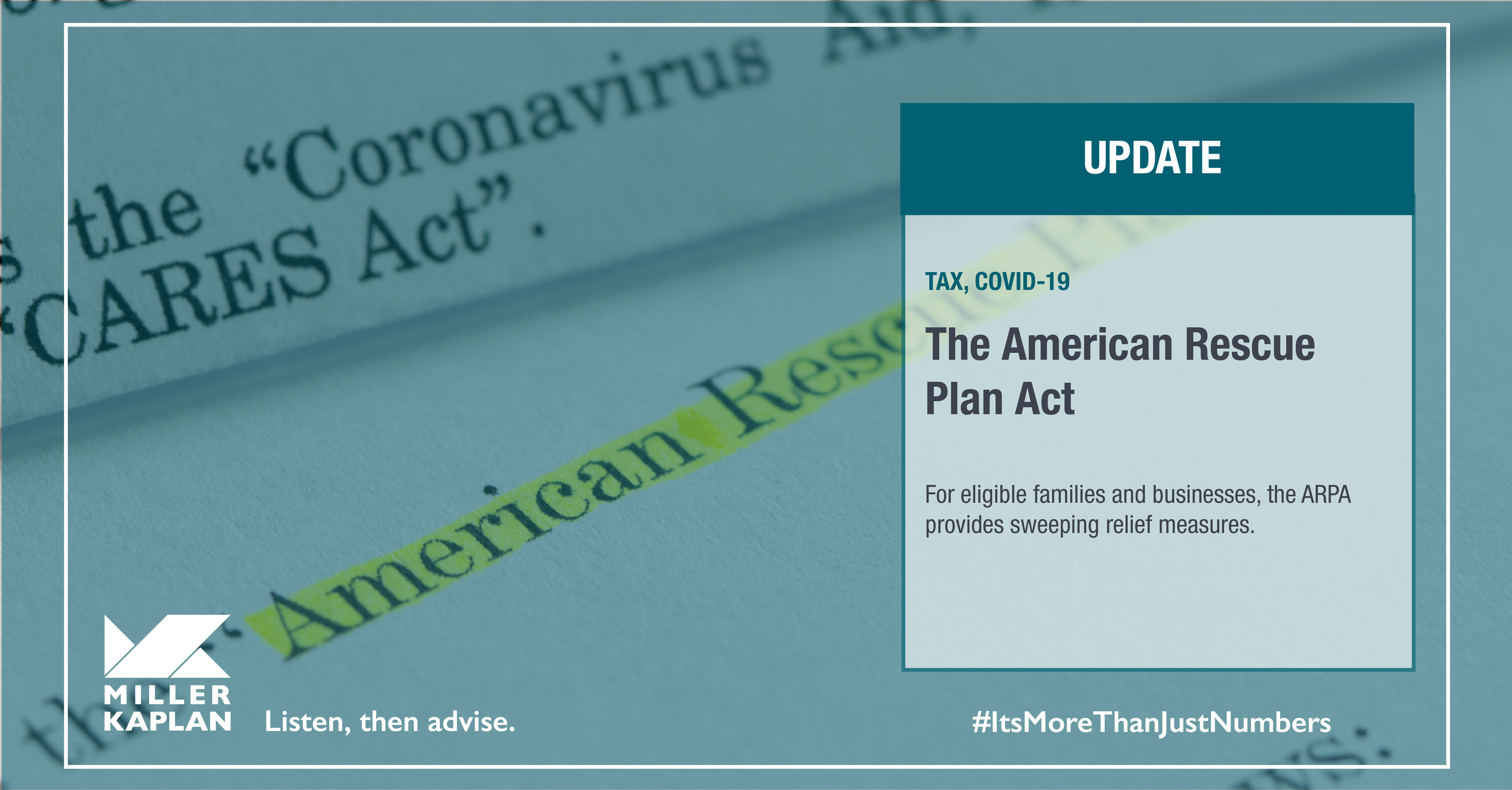 The American Rescue Plan Act provides sweeping relief measures for ...