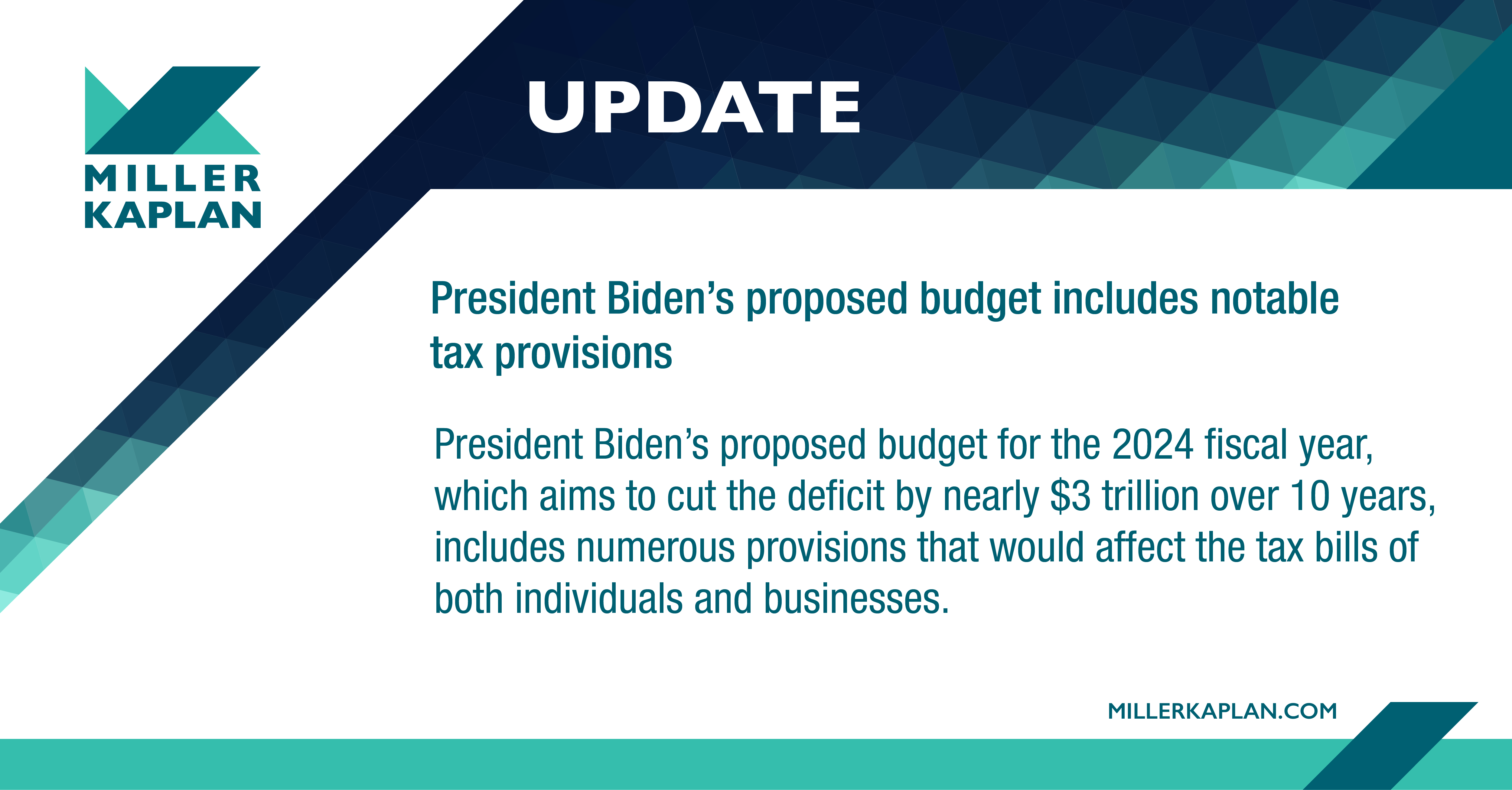 President Biden’s proposed budget includes notable tax provisions ...